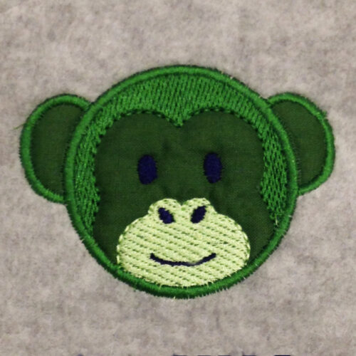 Adorable monkey face machine appliqué design with embroidered details ...