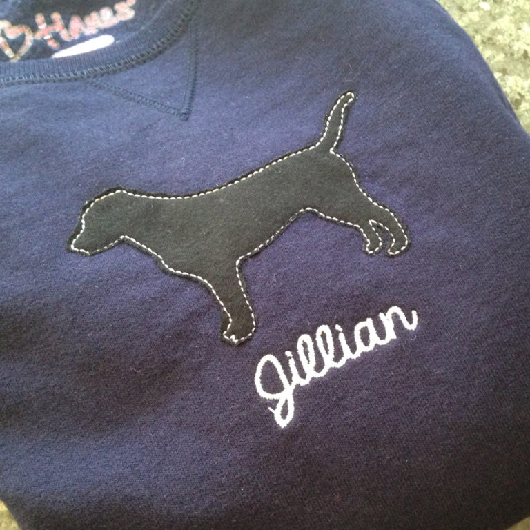 Preppy standing dog (labrador or lab) silhouette machine embroidery and ...