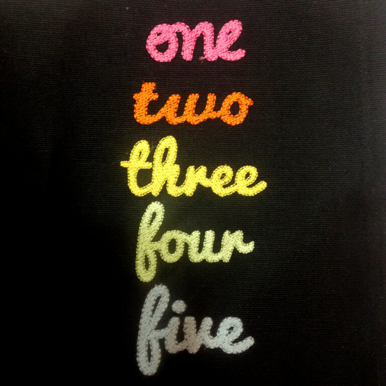 Set of numbers in cursive (one through five) machine applique and ...