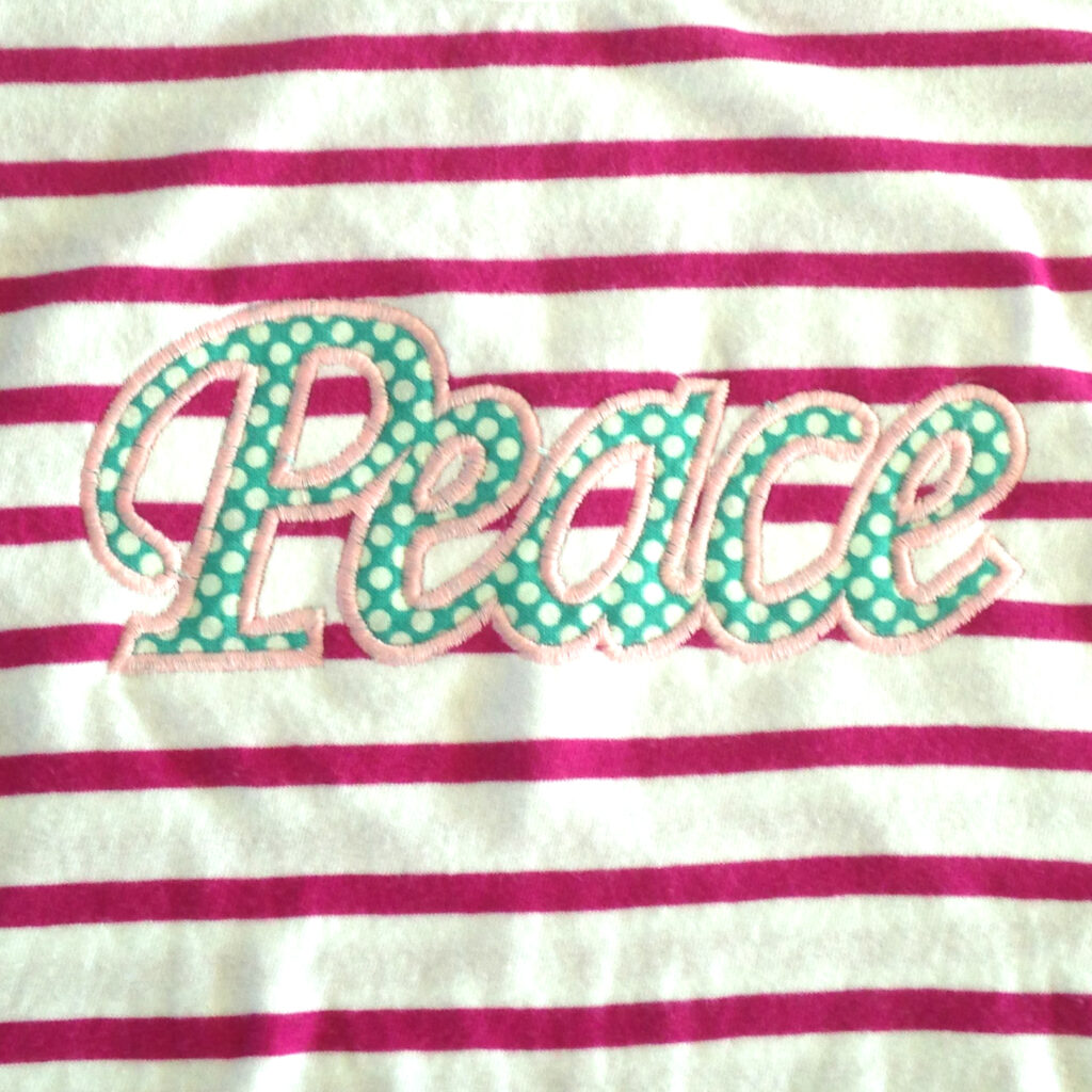 Peace in cursive applique and filled embroidery designs - 10 different ...