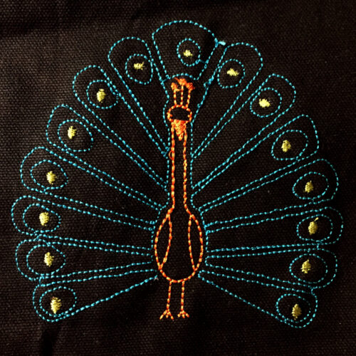 Funky retro peacock machine embroidery designs in several sizes ...