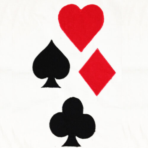 Playing card symbols: club, heart, diamond and spade machine embroidery ...