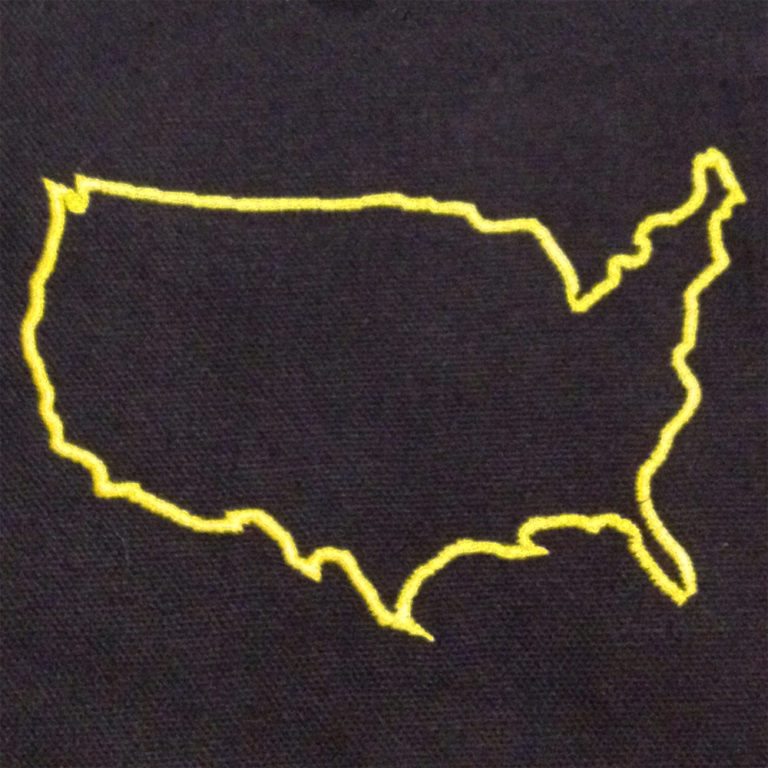 U.S. State outline appliqué design in several different styles and ...