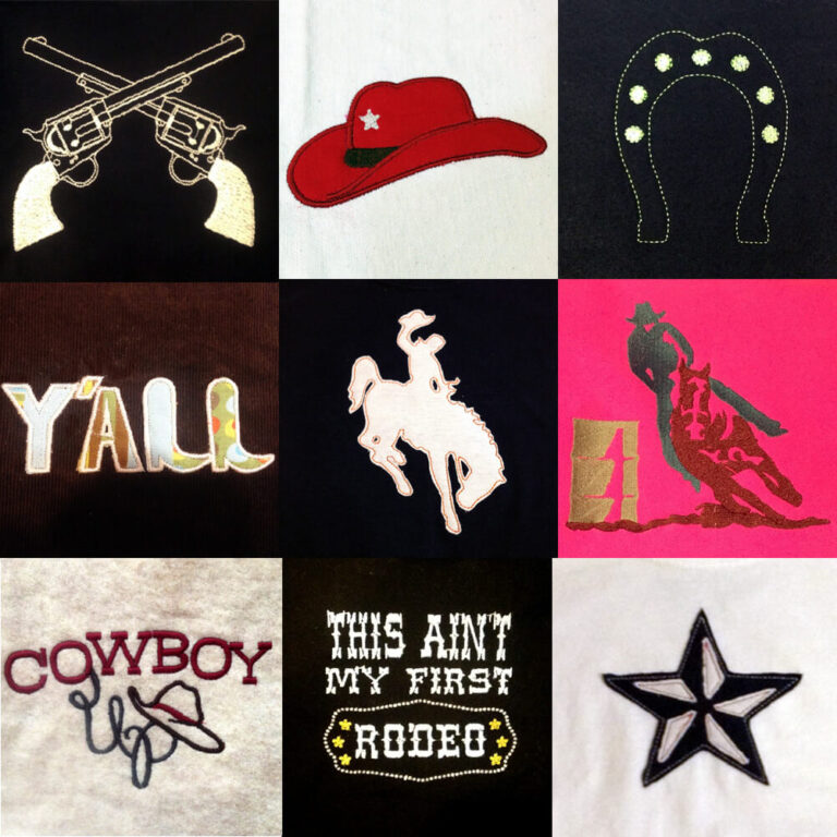 A big set of modern Rodeo machine embroidery and appliqué designs ...