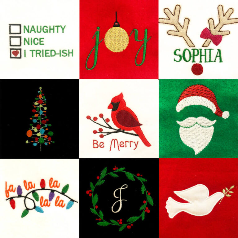 Modern Christmas machine embroidery design set - Machine Embroidery Geek