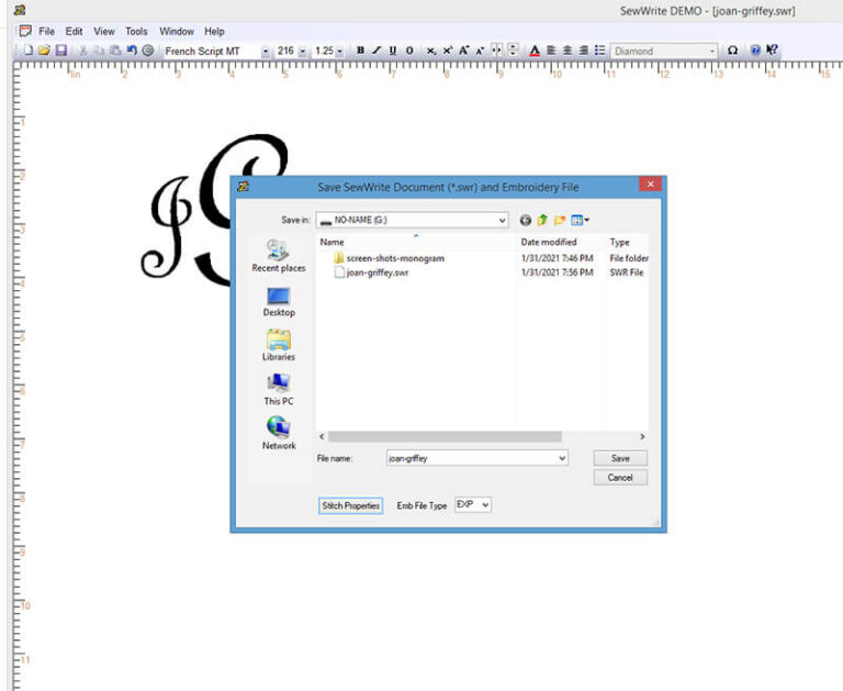 How to set up a monogram for machine embroidery