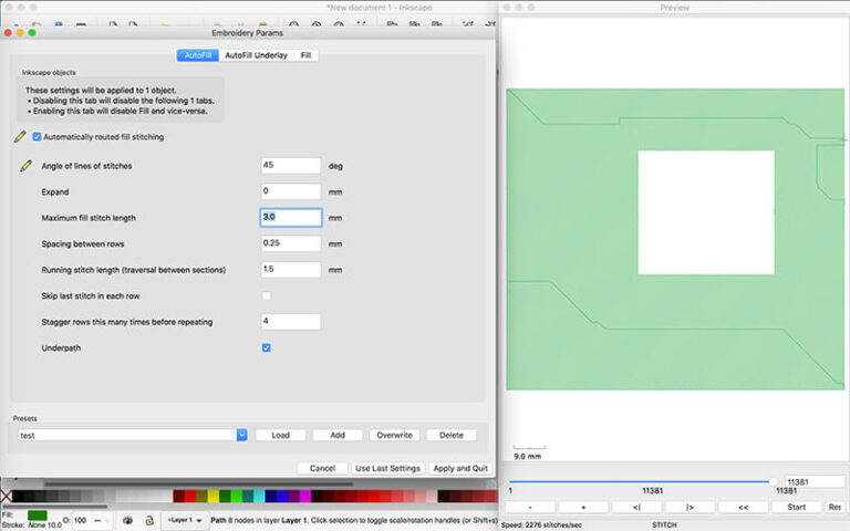 Ink/Stitch: a free embroidery digitizing program