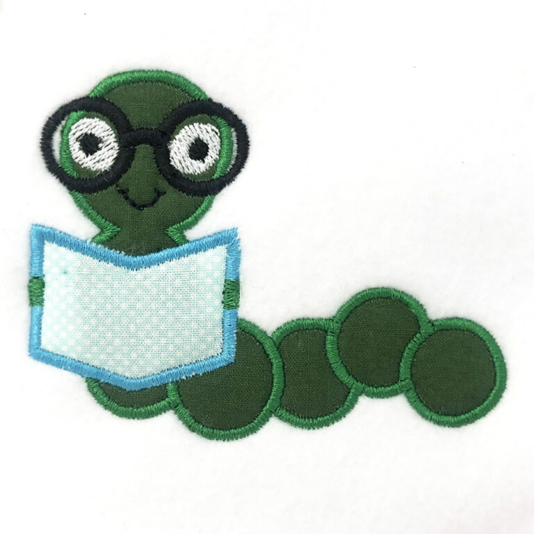 Bookworm appliqué design