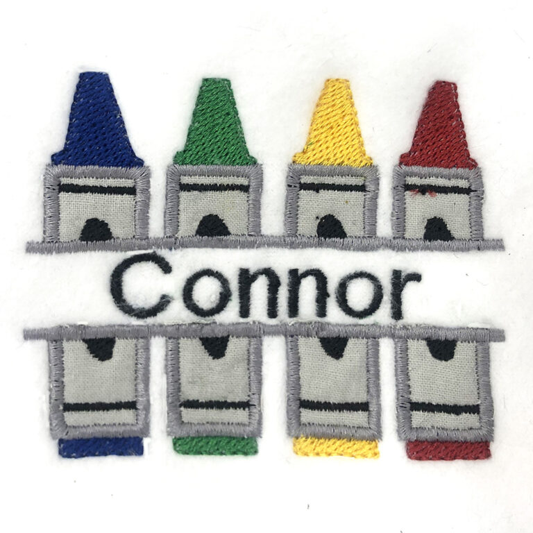 Split crayon appliqué design - Machine Embroidery Geek