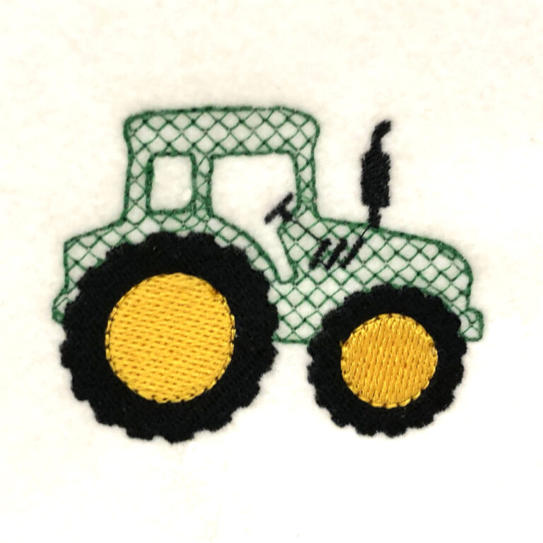 Tractor embroidery design with light fill - Machine Embroidery Geek