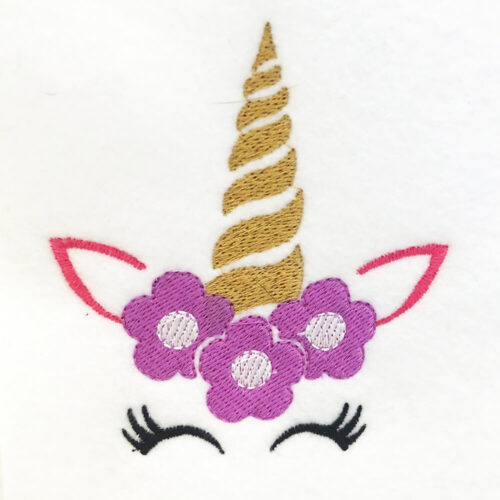 Unicorn face with flowers embroidery design - Machine Embroidery Geek