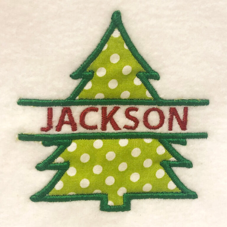 Split Christmas tree appliqué design - Machine Embroidery Geek