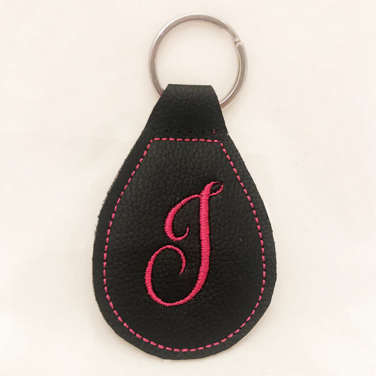 In-the-hoop folded key fob to personalize - Machine Embroidery Geek