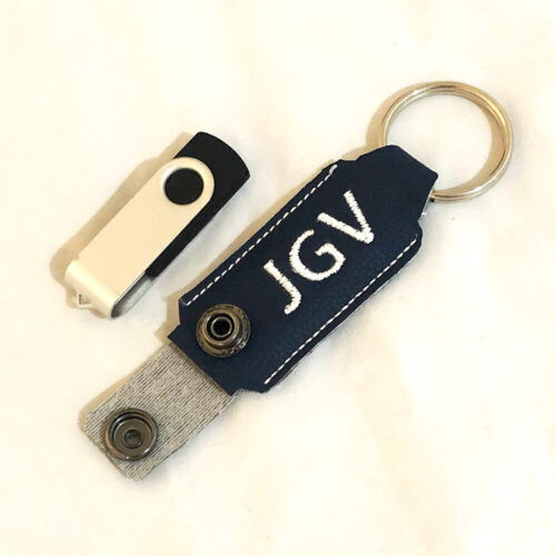 In-the-hoop USB stick holder keychain - Machine Embroidery Geek