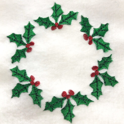 Holly wreath embroidery design - Machine Embroidery Geek