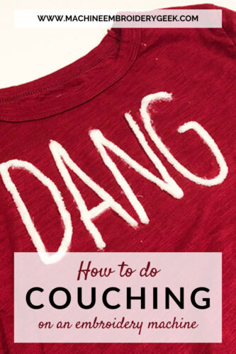 How to do couching on an embroidery machine
