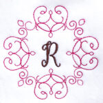 Modern monogram frame embroidery design set