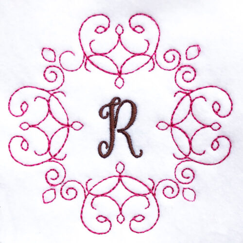 Modern monogram frame embroidery design set