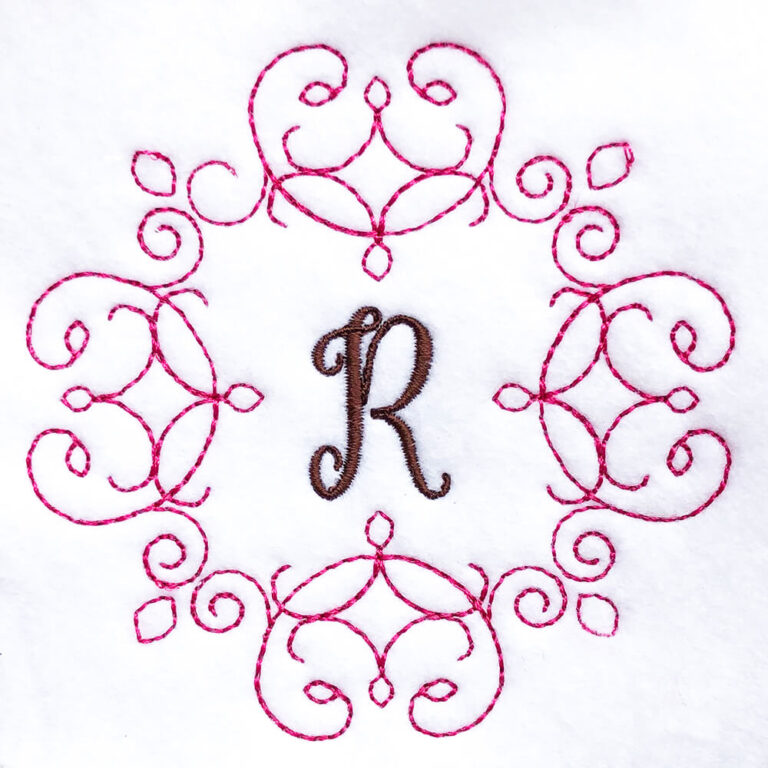 Modern monogram frame embroidery design set