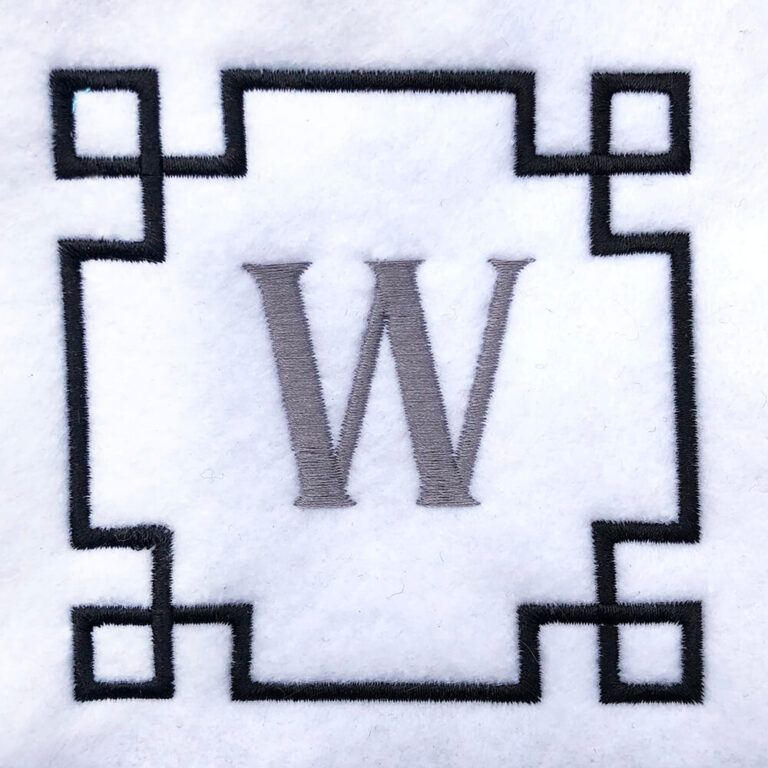 Modern monogram frame embroidery design set