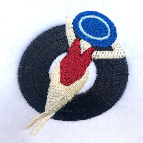 Lady in inner tube machine embroidery design - Machine Embroidery Geek