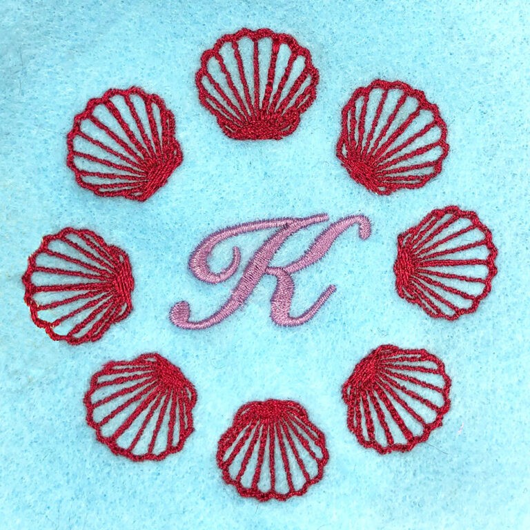 Simple shell wreath embroidery design - Machine Embroidery Geek