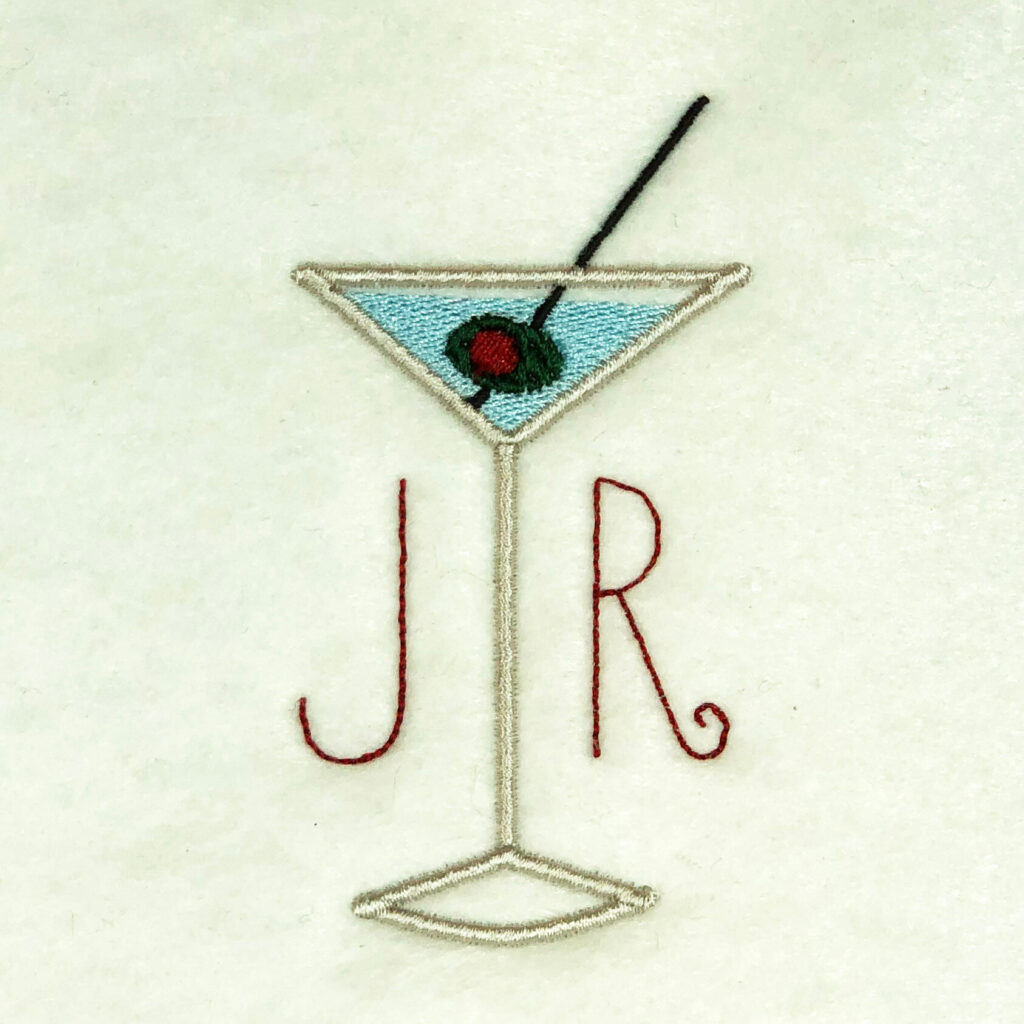 Retro martini embroidery design - Machine Embroidery Geek