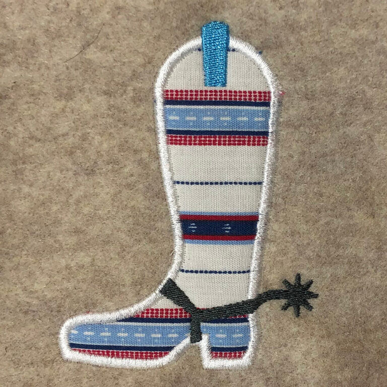 Cowboy boot appliqué design - Machine Embroidery Geek