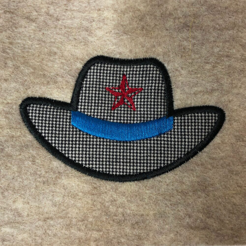 Cowboy hat with star appliqué design - Machine Embroidery Geek