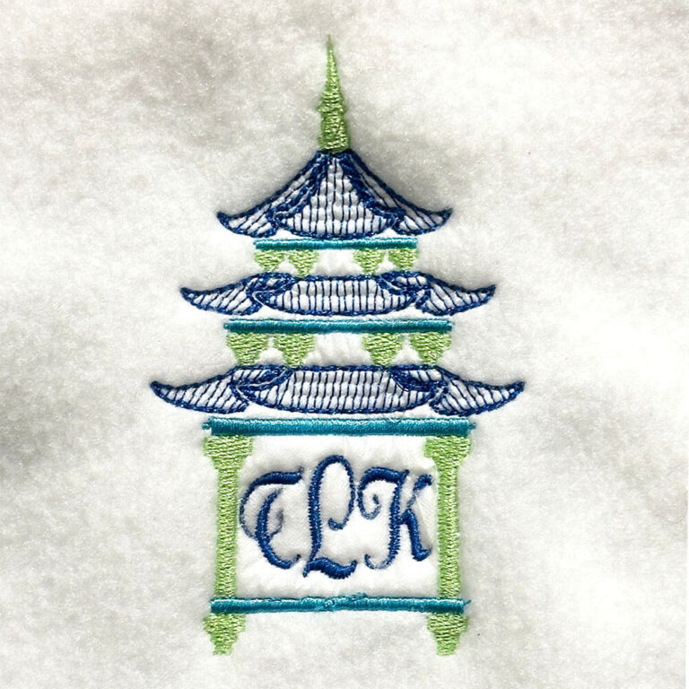 Pagoda monogram frame - Machine Embroidery Geek