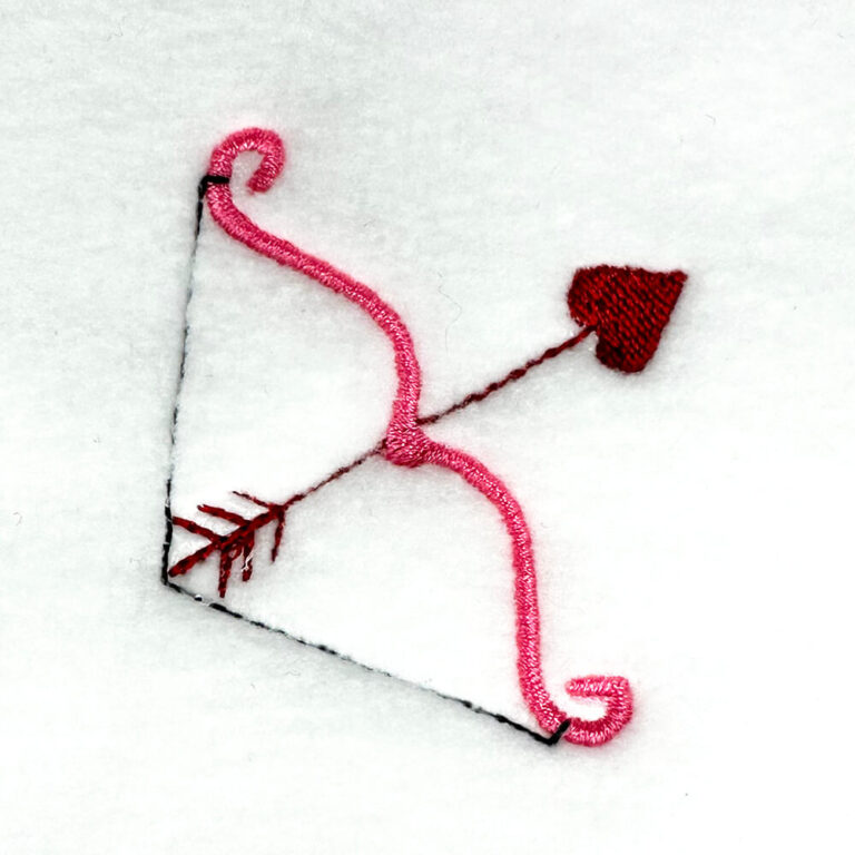 Cupid arrow embroidery design - Machine Embroidery Geek