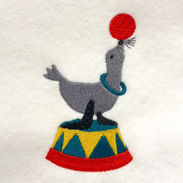 Circus seal with ball - Machine Embroidery Geek