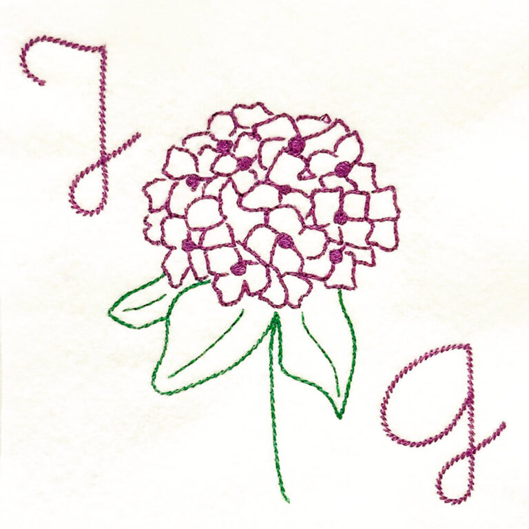 Hydrangea sketch embroidery design - Machine Embroidery Geek