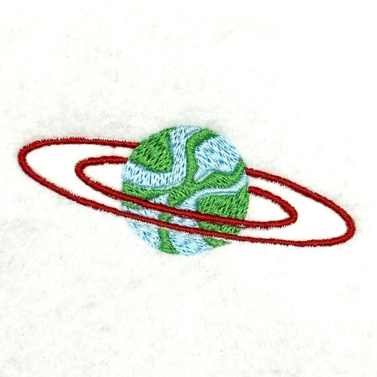 Planet with two rings - Machine Embroidery Geek