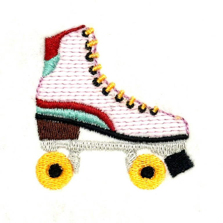 Roller skate embroidery design - Machine Embroidery Geek