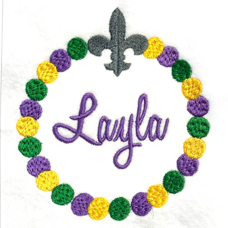 Bead Wreath with Fleur De Lis - Machine Embroidery Geek