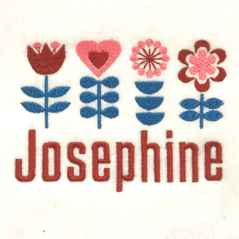 Row of Simple Scandinavian Flowers - Machine Embroidery Geek