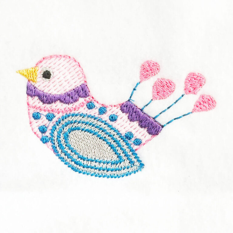Whimsical Scandinavian Bird - Machine Embroidery Geek