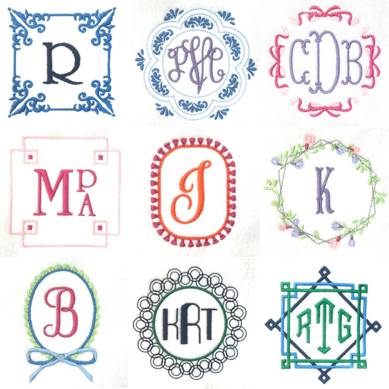 Pretty Monogram Frames and Wreaths Embroidery Design Set