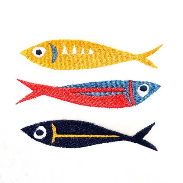 Modern Sardine Trio Embroidery Design - Machine Embroidery Geek