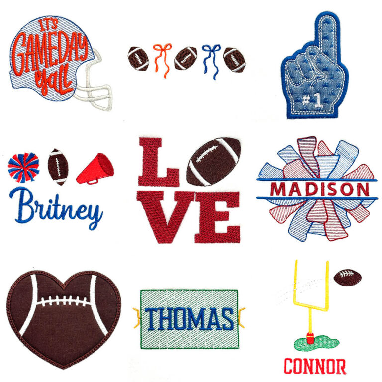 Fall and Football Embroidery Design Set