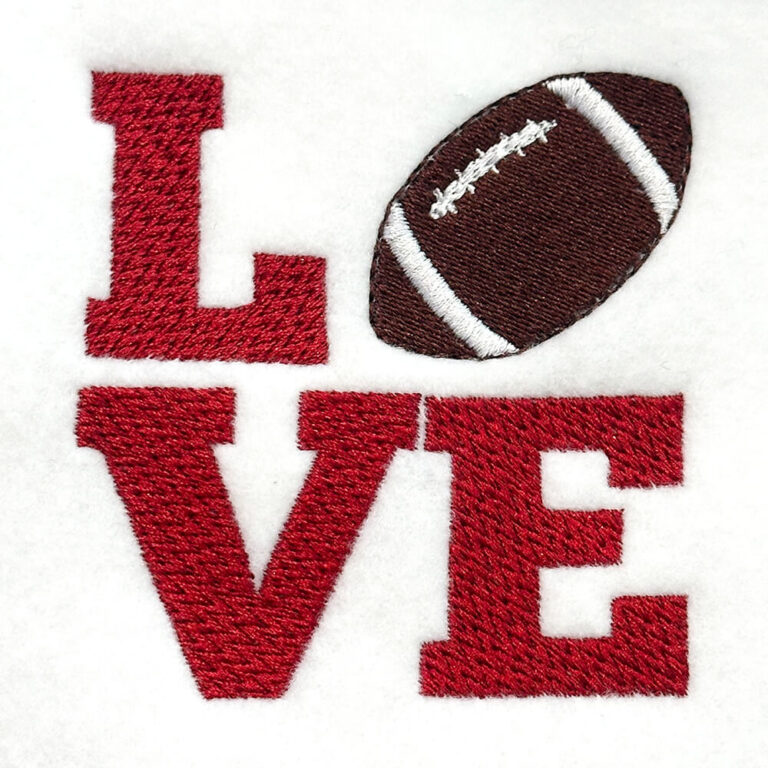 Love and Football Embroidery Design - Machine Embroidery Geek