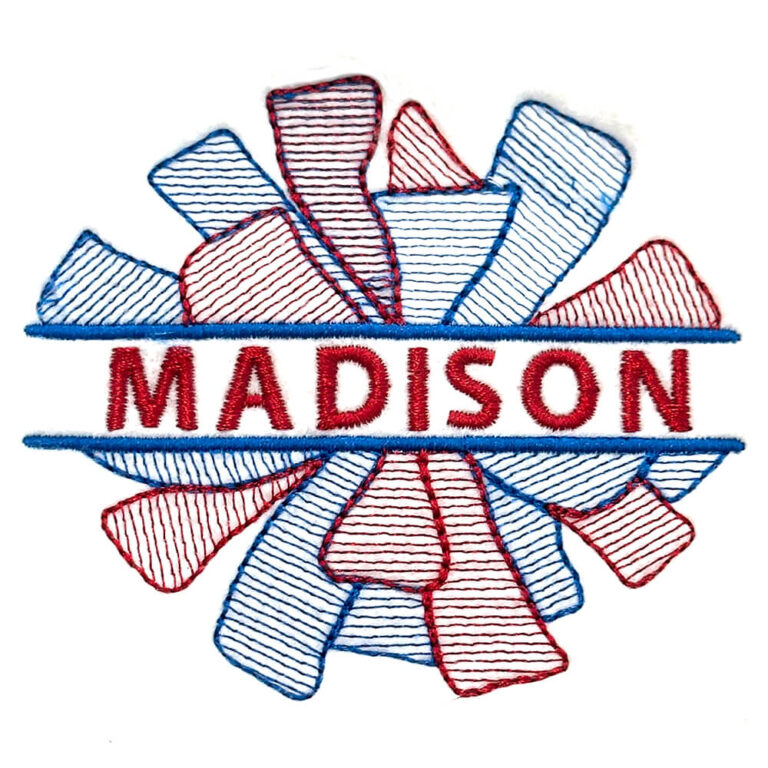 Split Pom Pom Embroidery Design - Machine Embroidery Geek