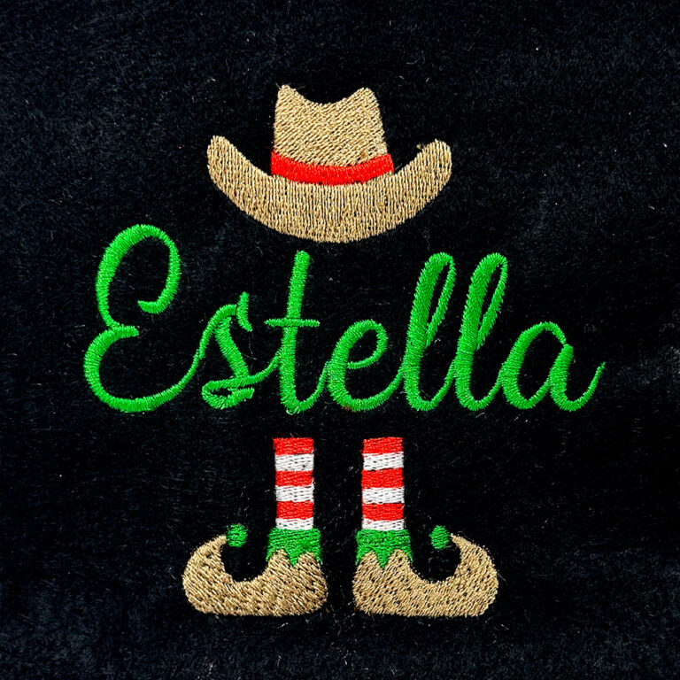 Split Cowboy Elf Embroidery Design - Machine Embroidery Geek