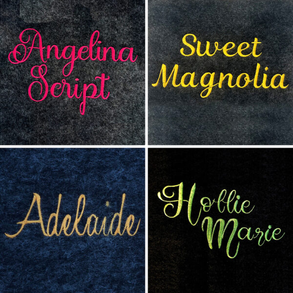 Classic Script Embroidery Font Four Pack