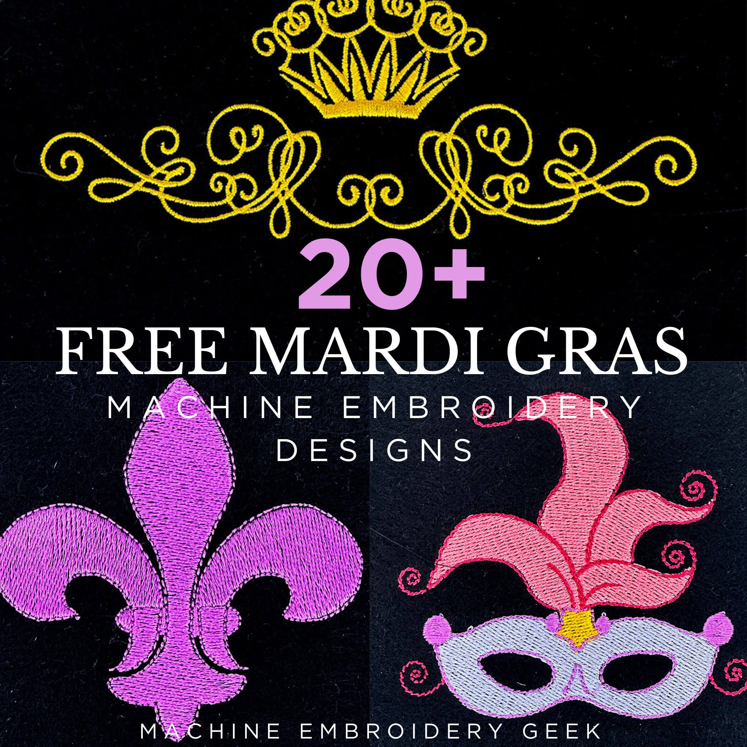 20+ Free Mardi Gras Embroidery Designs - Machine Embroidery Geek