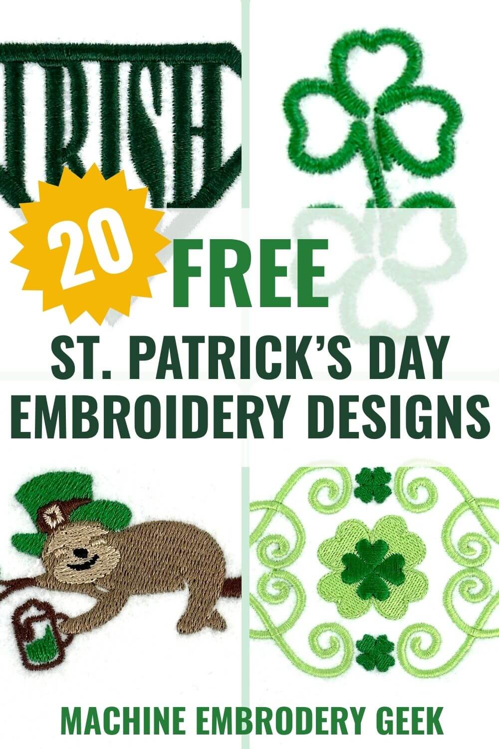 Free St. Patrick's Day Embroidery Designs - Machine Embroidery Geek